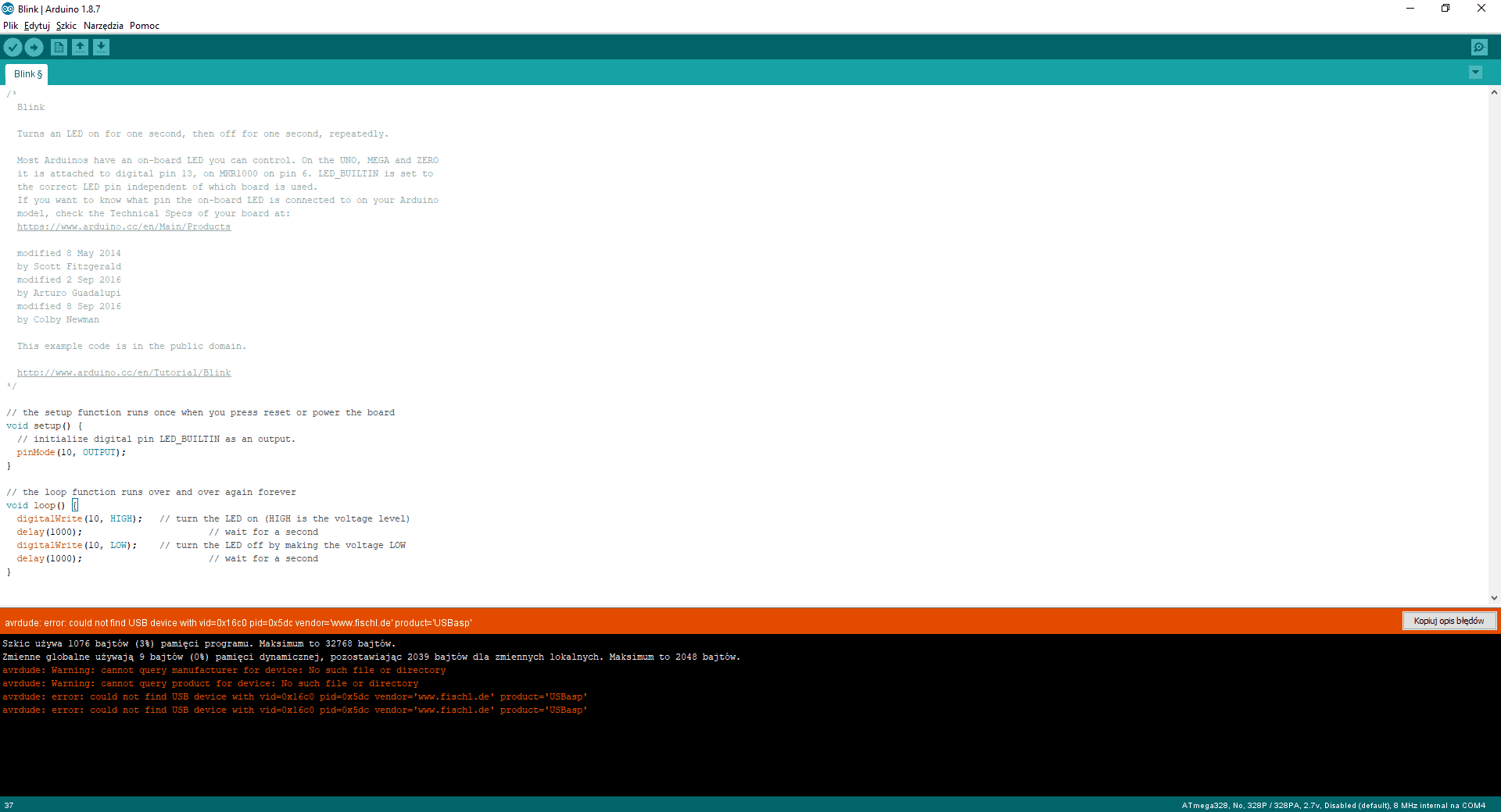 Problem z programowaniem ATmega328 przez USBasp - Mikrokontrolery - FORBOT