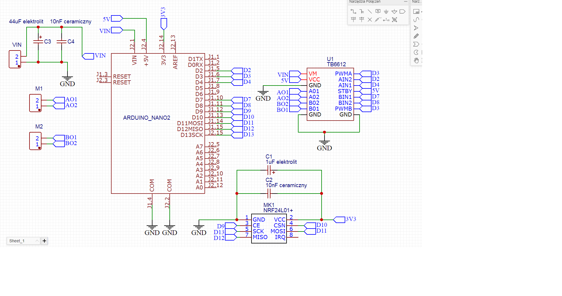 NRF/Mostek H/Arduino nano - Sprawdzanie schematów - FORBOT
